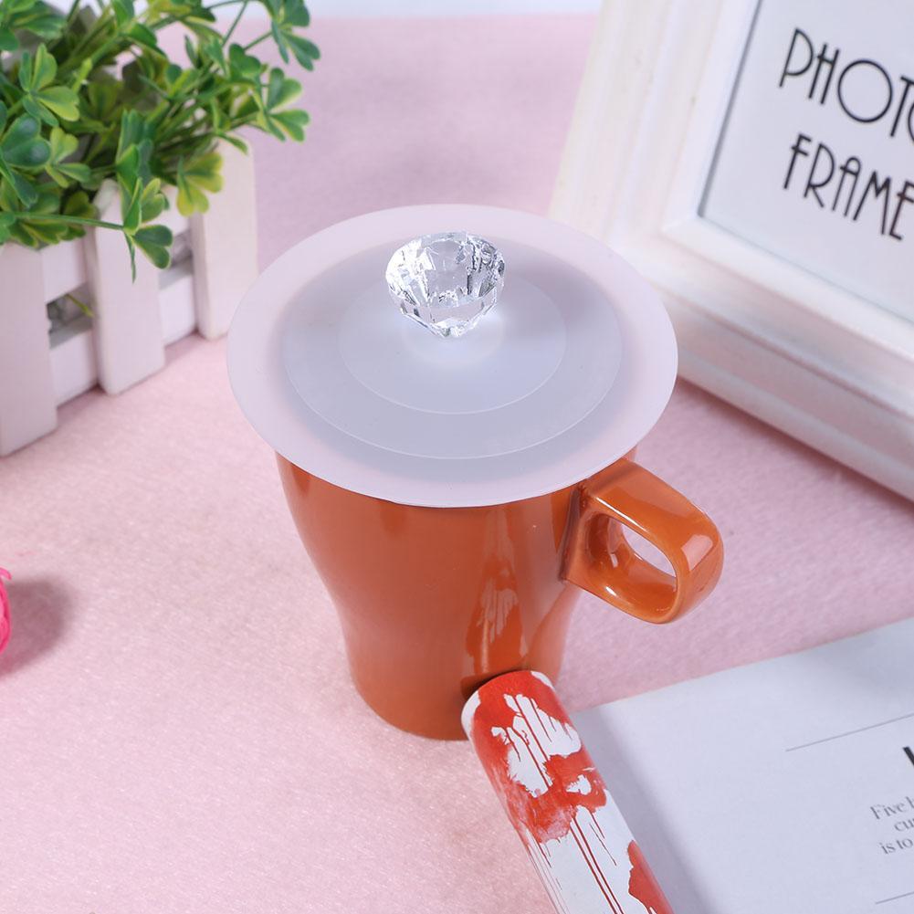 6pcs Silicone Cup Lid Round Diamond Handle Cup Cover for Home Office | eBay
