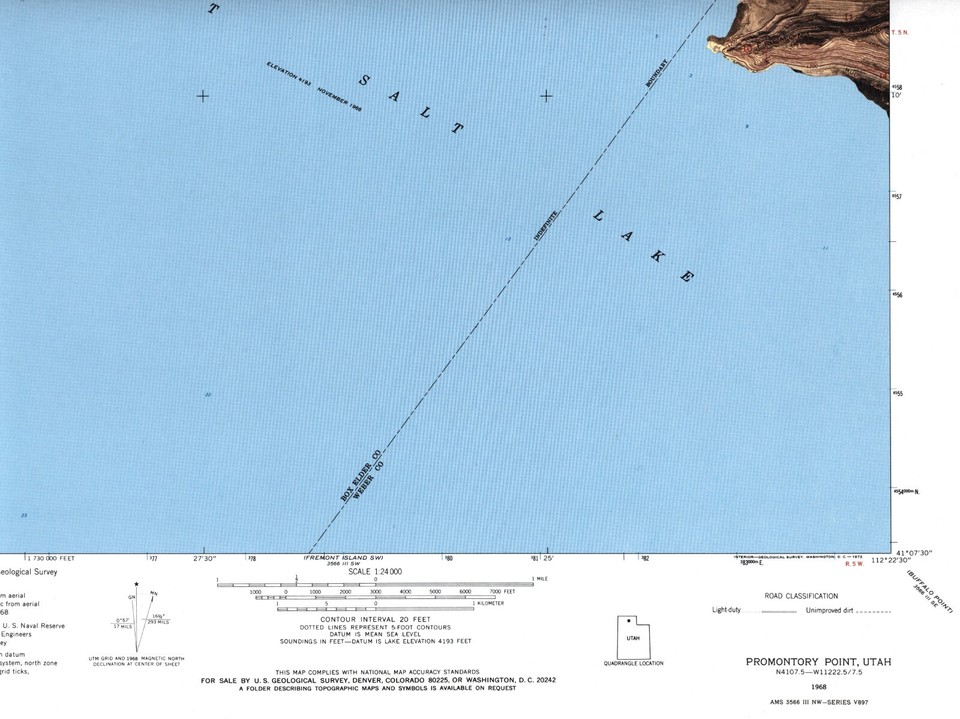 Promontory Point Quadrangle Utah 1968 USGS Orthophotomap Map 7.5 Min ...
