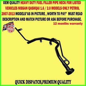 FOR NISSAN QASHQAI 1.6 2.0 PETROL 2007-2013 FUEL FILLER NECK PIPE ...