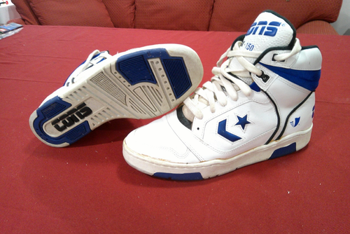 Rare 1980's Converse Cons ERX - 150 Basketball Shoes Sz 10 White Blue ...