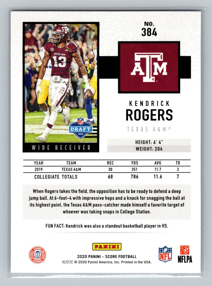 2020 Score #384 Kendrick Rogers | eBay