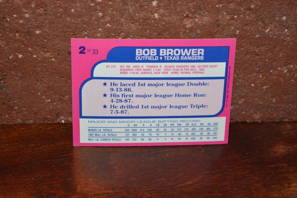 BASEBALL TEXAS RANGERS BOB BROWER CARD TOYS R US ROOKIE TOPPS | eBay