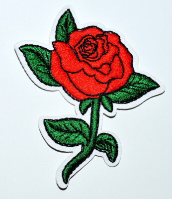 10x Red Rose - Gardening - Flower -Rose- Embroidered Iron On Patch ≈6.5 ...