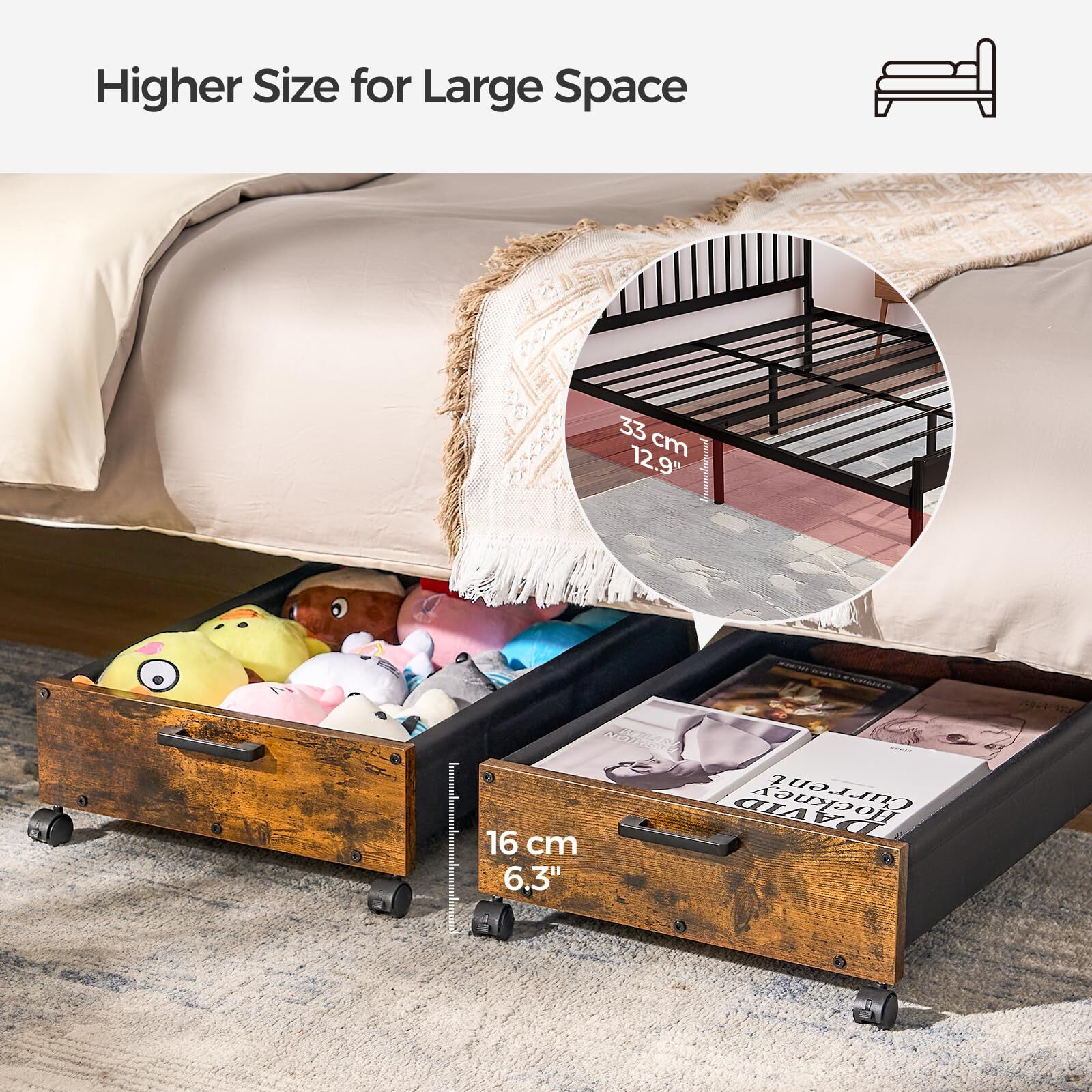 Under Bed Storage With Wheels Under Bed Drawers Heavy Duty 2 Packs ...