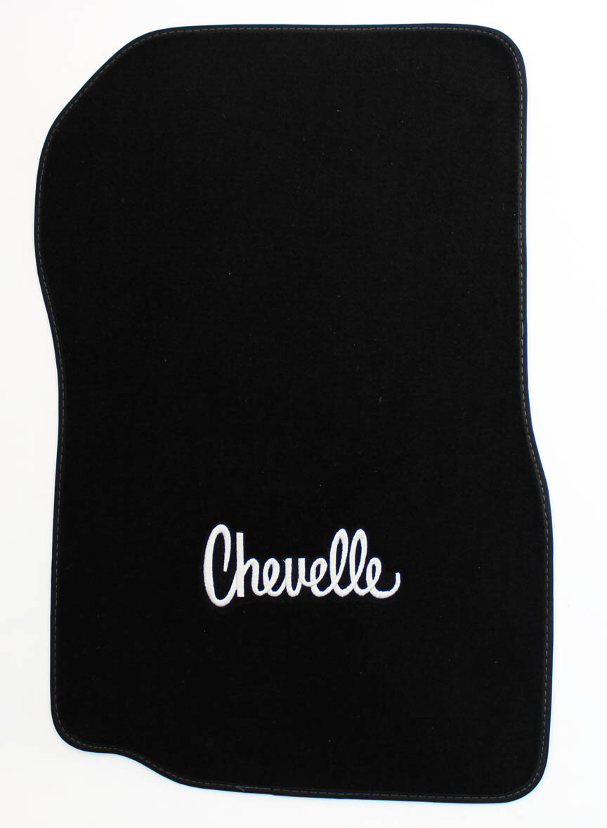 NEW! 1968 - 1972 CHEVELLE Floor Mats Black Carpet Embroidered Silver ...