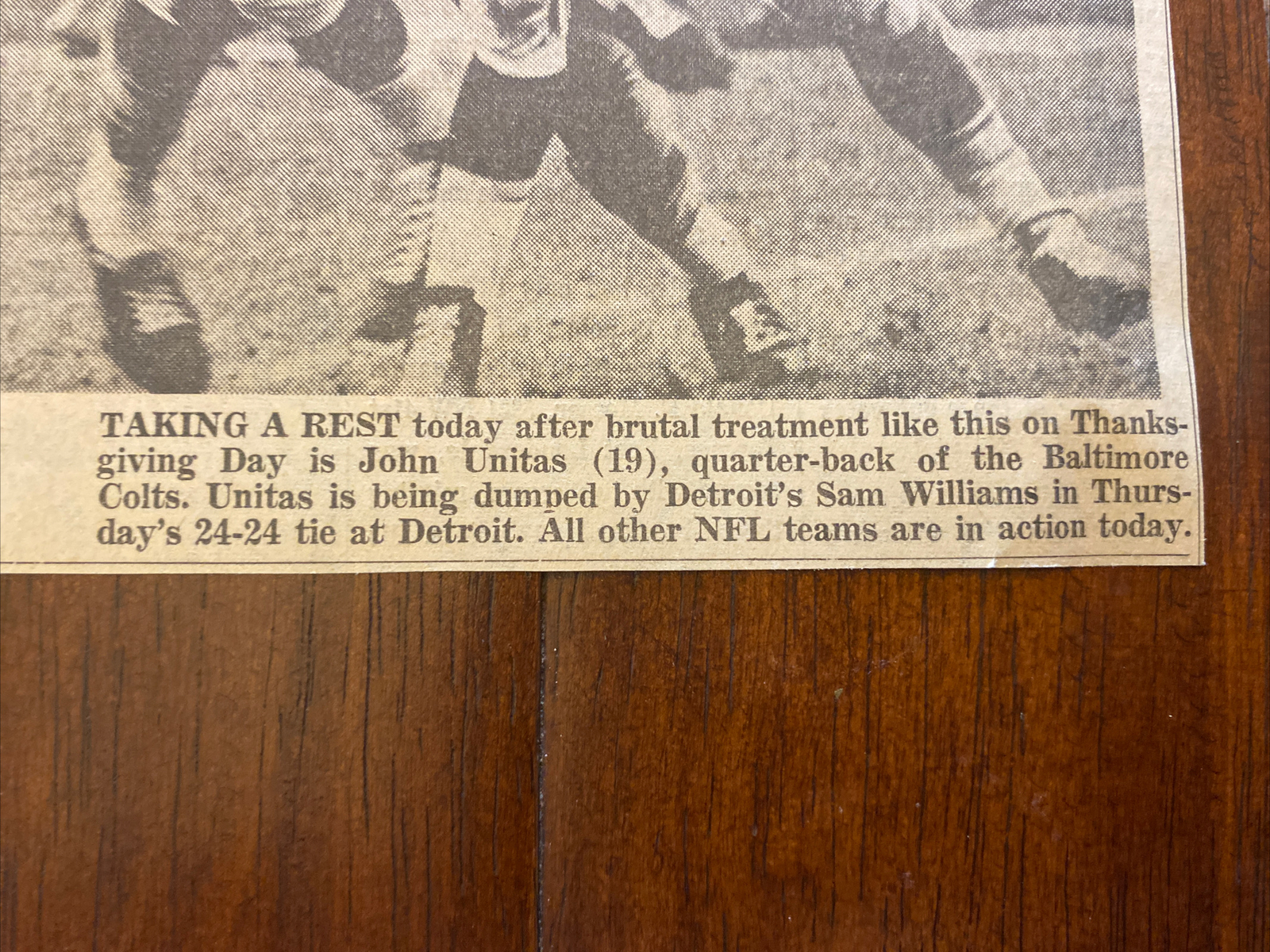 Vtg Baltimore Colts Johnny Unitas Newspaper Photo November 25 1965 ...