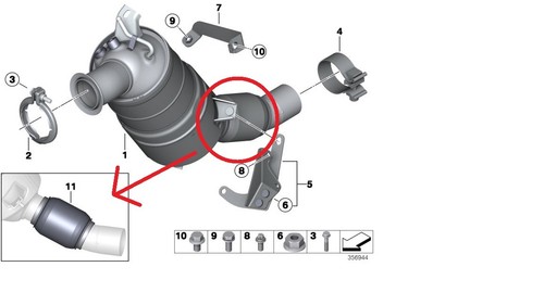 BMW Genuine 4 Cyl DPF Flexi Pipe Repair Kit E81 E82 E87 E90 E91 E92 ...