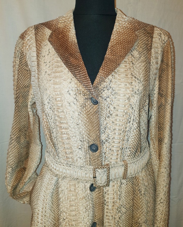 PRADA ~ Real snakeskin PYTHON trench coat ~ sz: S / M ; 42 * AUTHENTIC ...
