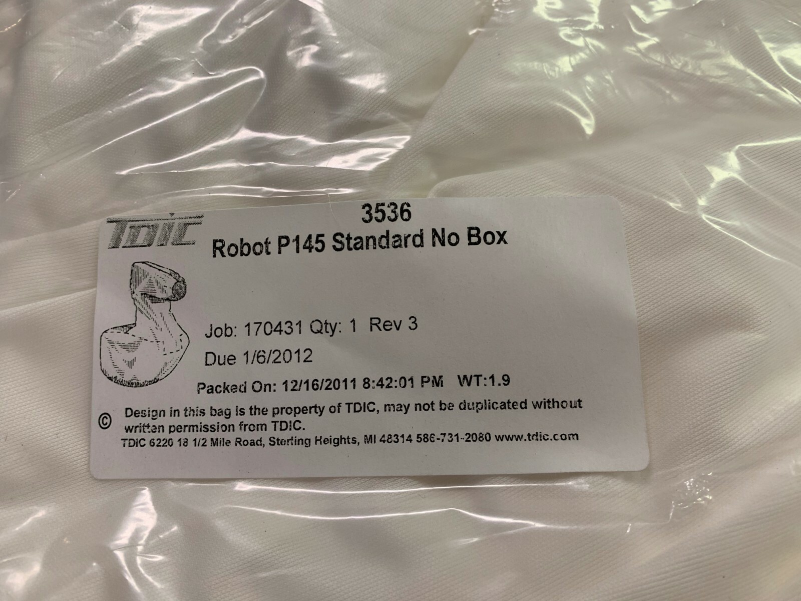 TDIC ROBOT 195 STANDARD PROTECTIVE COVER - NEW IN BAG | eBay