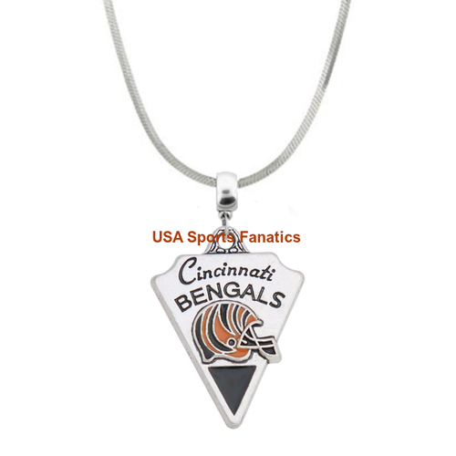 Cincinnati Bengals Arrow Shape Team Logo Necklace On A .925 SS Snake ...