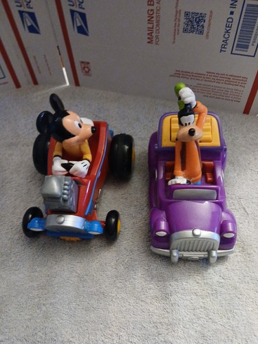 Disney-2011 MATTEL-Mickey Mouse Red Roadster & Goofy Purple Car - Push ...