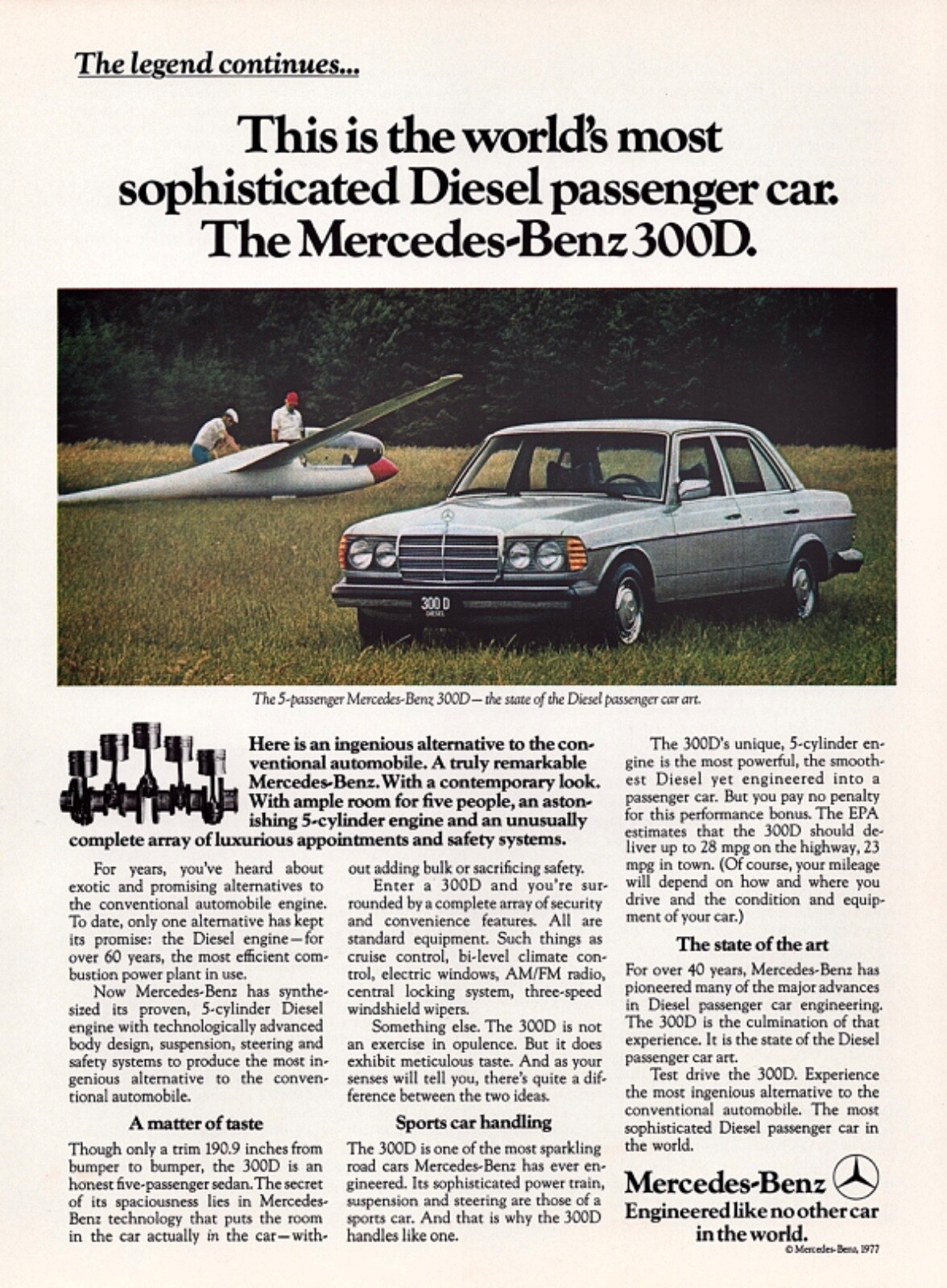 1977 MERCEDES-BENZ 300D Diesel Blue Passenger Car ~ VINTAGE PRINT AD | eBay