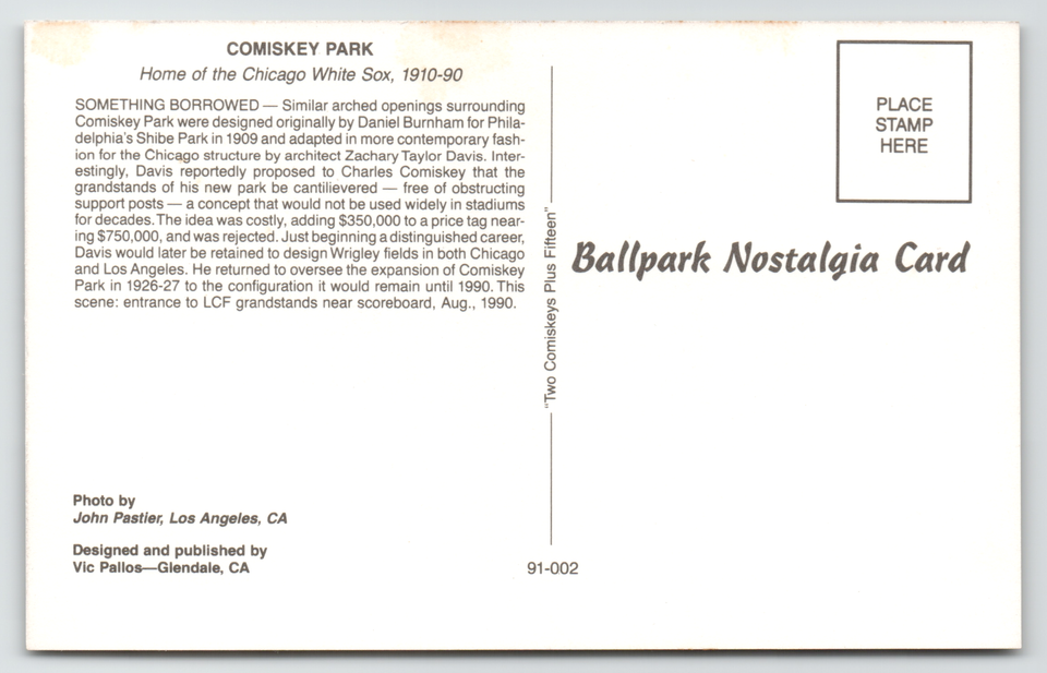 Publisher Postcard with a 1990 View of Comiskey Park in Chicago, IL. | eBay