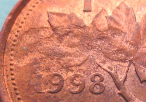 Rare Canadian Coin Penny 1998 Struck Through Grease Error Rare ...