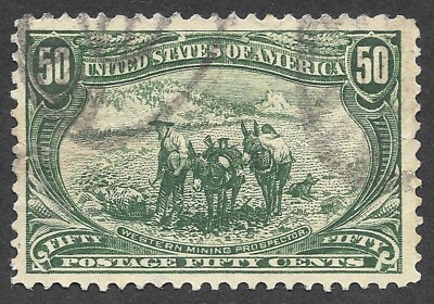 Used 1898 50c Western Mining Commemorative Postage Stamp, Scott #291 ...