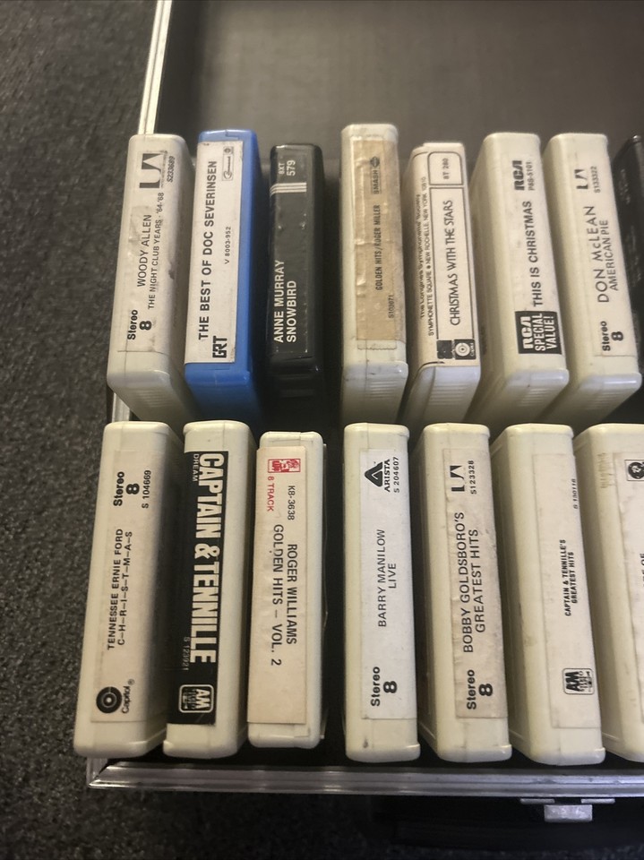 Vintage 8 Track Tapes Lot of 24 In Carrying Case Untested | eBay