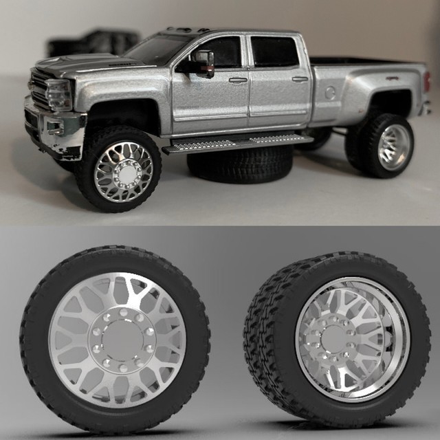 1:64 “Nitro” Dually Wheel Set With Standard Tires 3D Printed | eBay