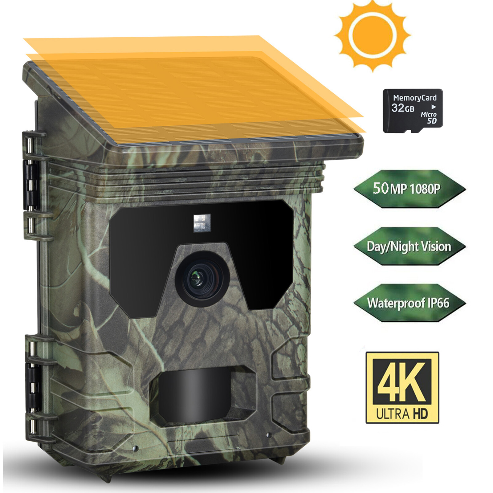 SUNTEK 50MP Solar Trail Camera 4K Wildlife Hunting Cam Night Vision No ...