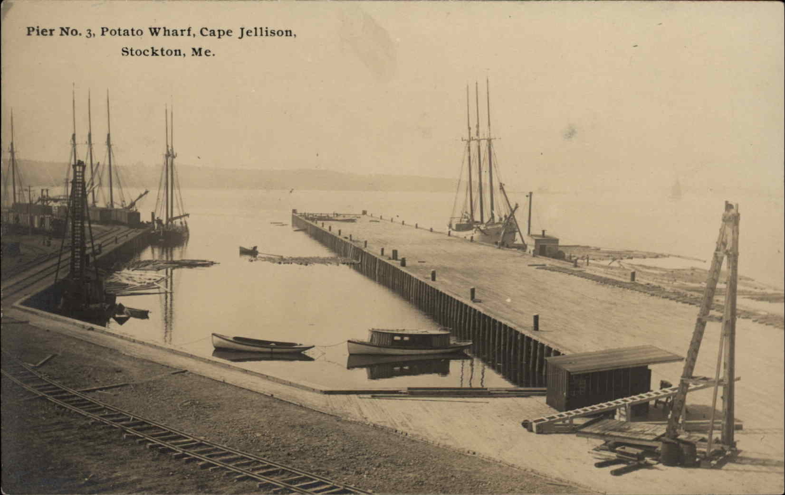 Stockton Springs Maine ME Cape Jellison Potato Wharf Pier c1910 RPPC | eBay