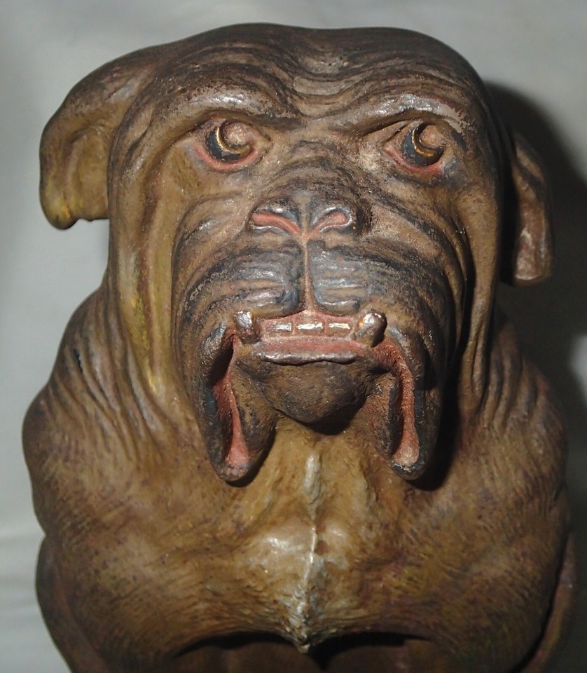 ANTIQUE BRADLEY & HUBBARD SITTING BULLDOG CAST IRON DOG DOORSTOP w ...