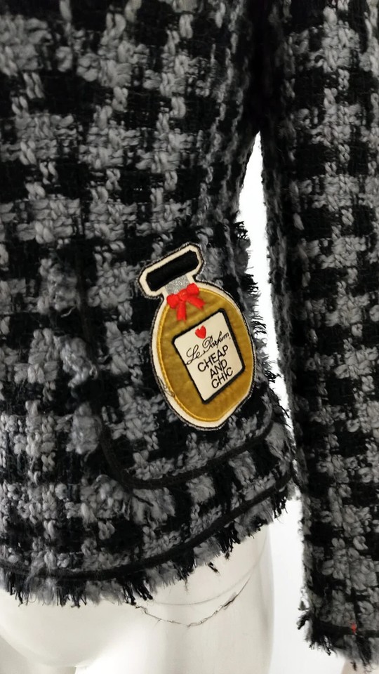 Moschino Wool Tweed Leather Glove Perfume Bottle Houndstooth Jacket ...