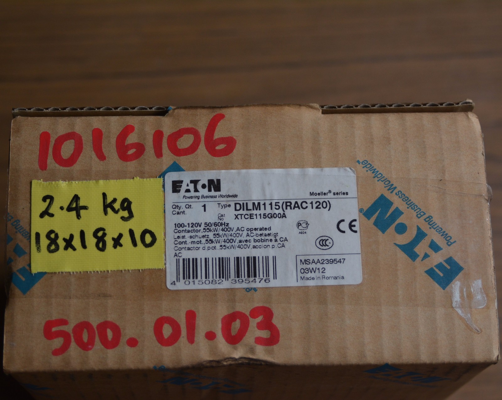 Eaton Type Dilm115 (rac120) XTCE115G00A Contactor 55kw/400v AC Op 100 ...