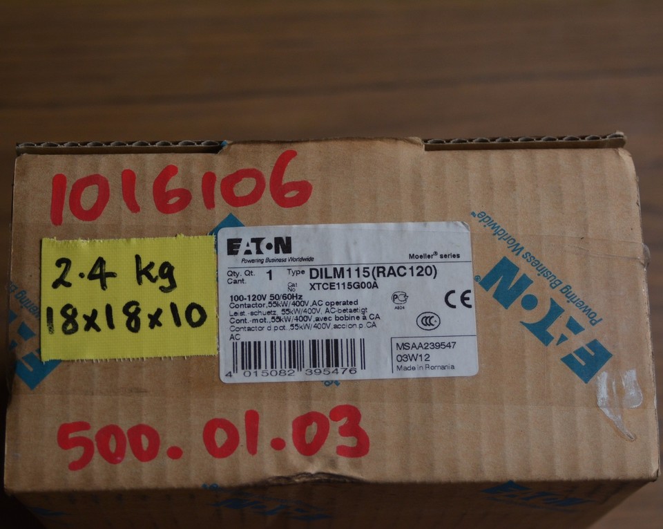 EATON Type DILM115 (RAC120) XTCE115G00A Contactor 55kW/400V AC Op 100 ...