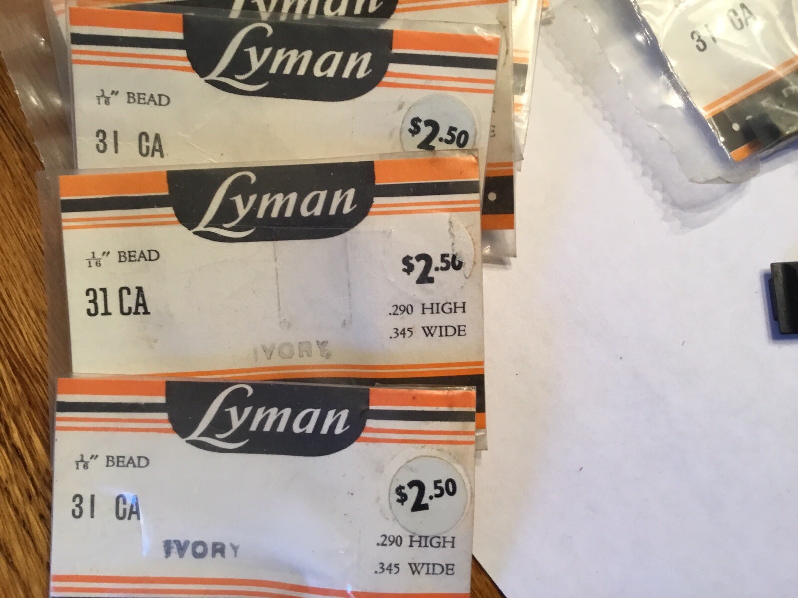 Vintage Lyman Front Sight Blade 31 CA Ivory Bead , Not Plastic ,N.O.S ...
