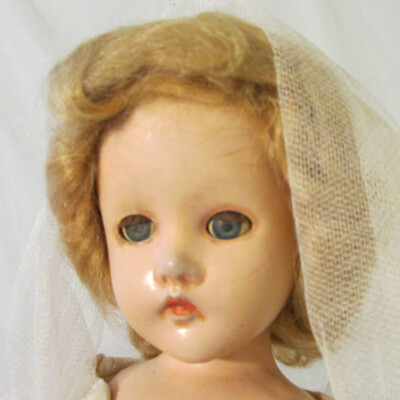 Vintage Effanbee Suzanne 14" Composite Doll in Wedding Dress with ...