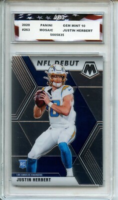 2020 Panini Mosaic #263 Justin Herbert Rookie Card AGC 10 Gem Mint LA ...