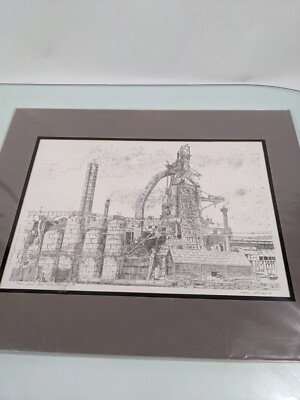 Pittsburgh Steel Mill Nevin Robinson Sketch Signed Matted Sealed | eBay