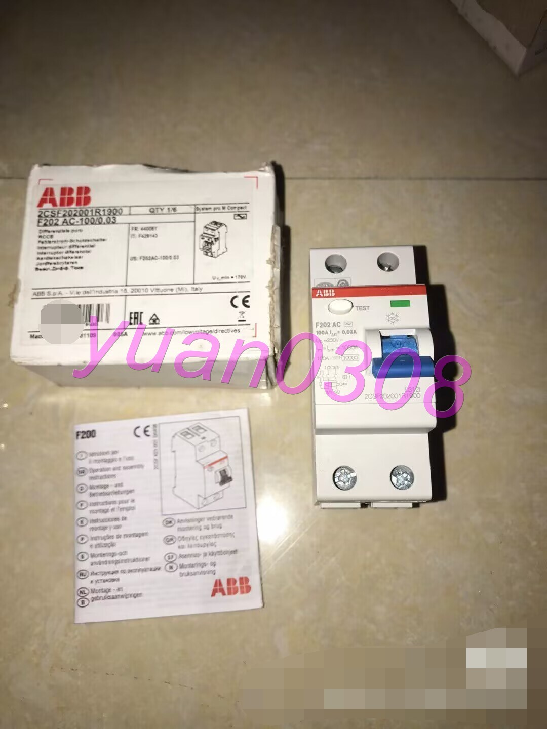 NEW ABB F202 AC-100/0.03 Residual current circuit breaker DHL Fast ...