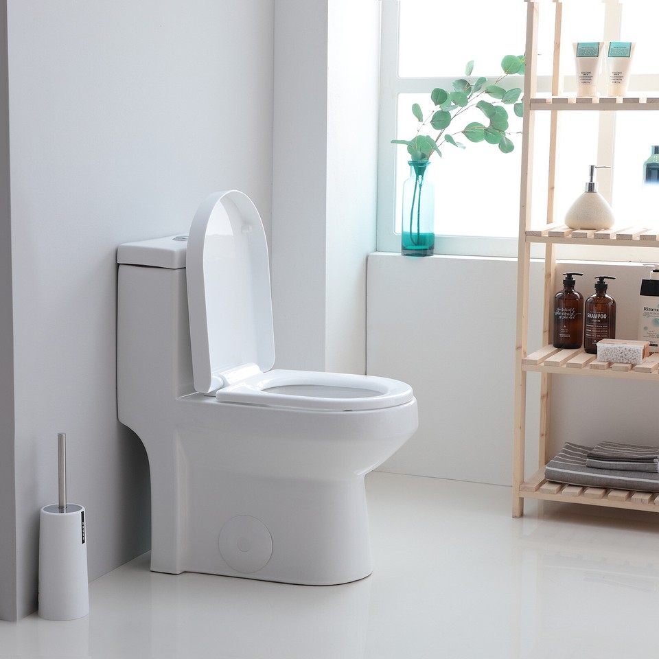 Modern Small 1-Piece Toilet Dual Flush Toilet 1GPF 10'' Rough-in PP ...