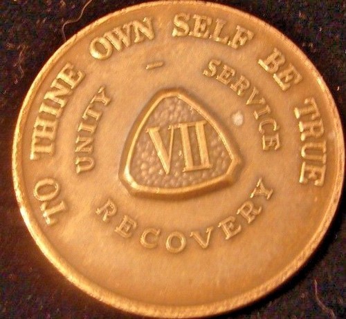 Alcoholics Anonymous AA 7 Year Bronze Medallion Chip Coin Token ...