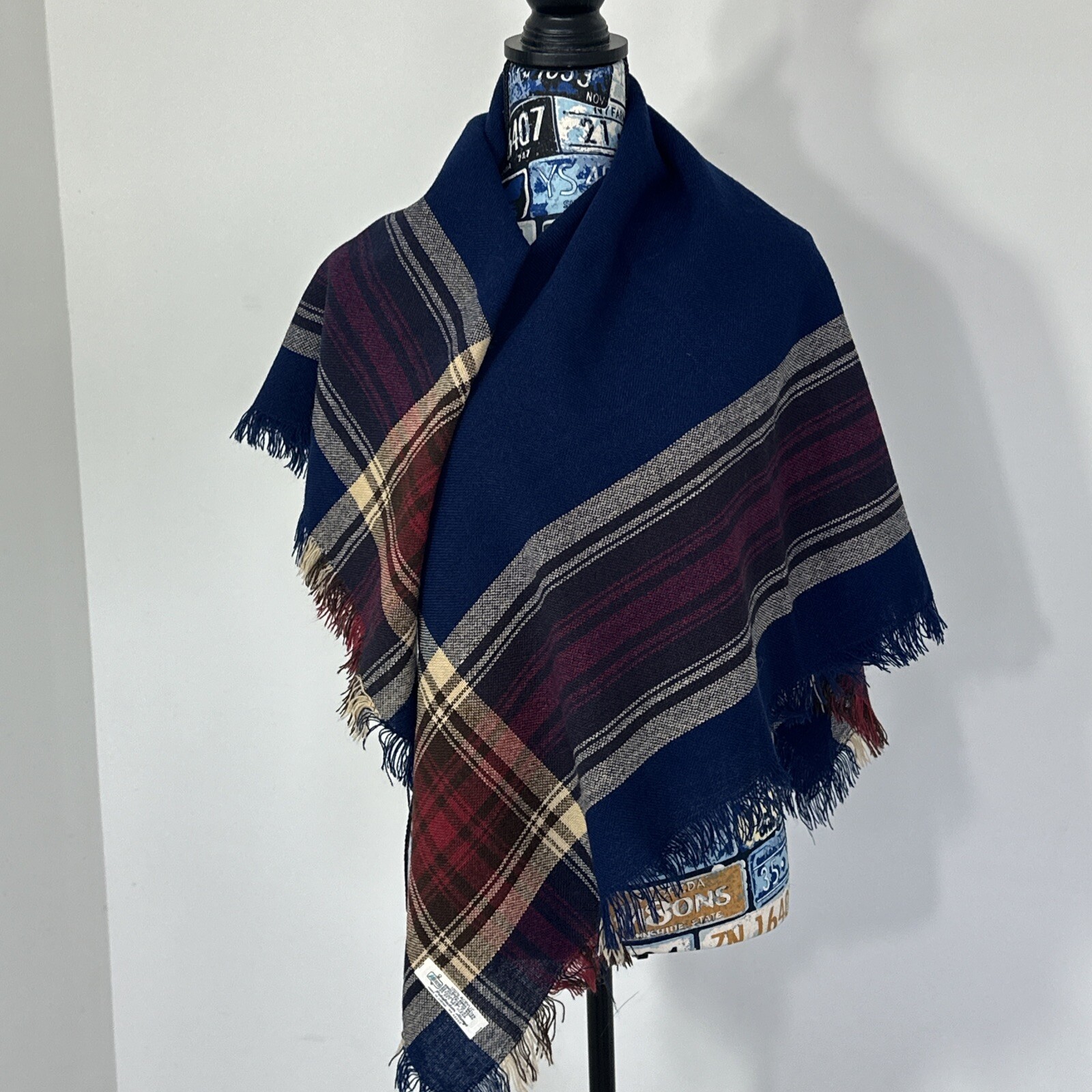 KMART Vintage Ivory Shawl/Scarf 42" W x 42 L w/1" Fringe all over 100% ...