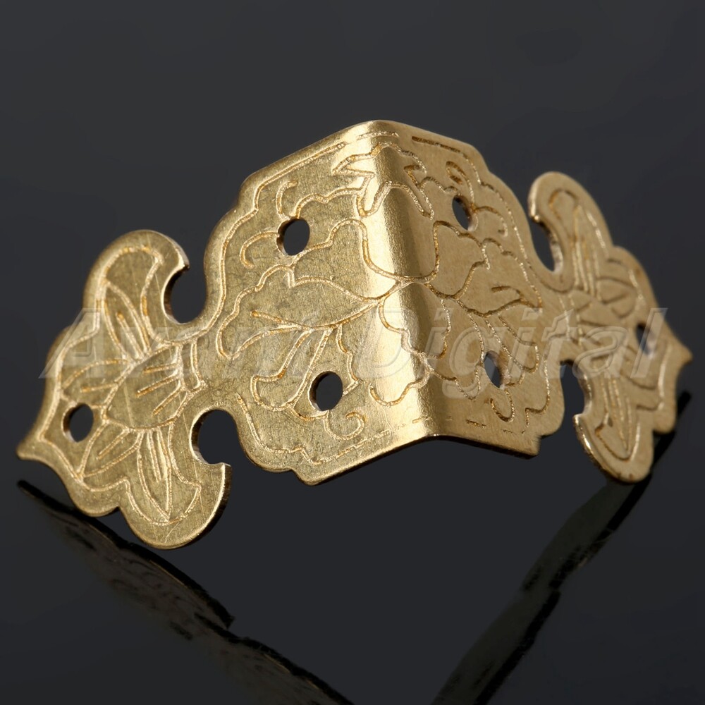 Set Chinese Brass Hardware Hinges Latch Jewelry Box Handle 12 Corners ...