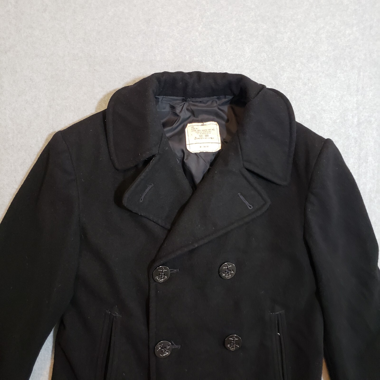 Vintage US Navy Issued Enlisted Wool Overcoat Mens 38… - Gem