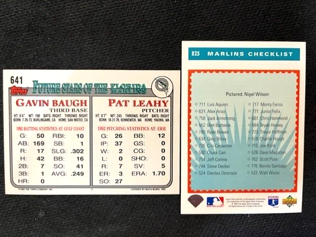 MLB - Gavin Baugh/Pat Leahy 1993 Topps Future Stars & 1993 Upper Deck ...