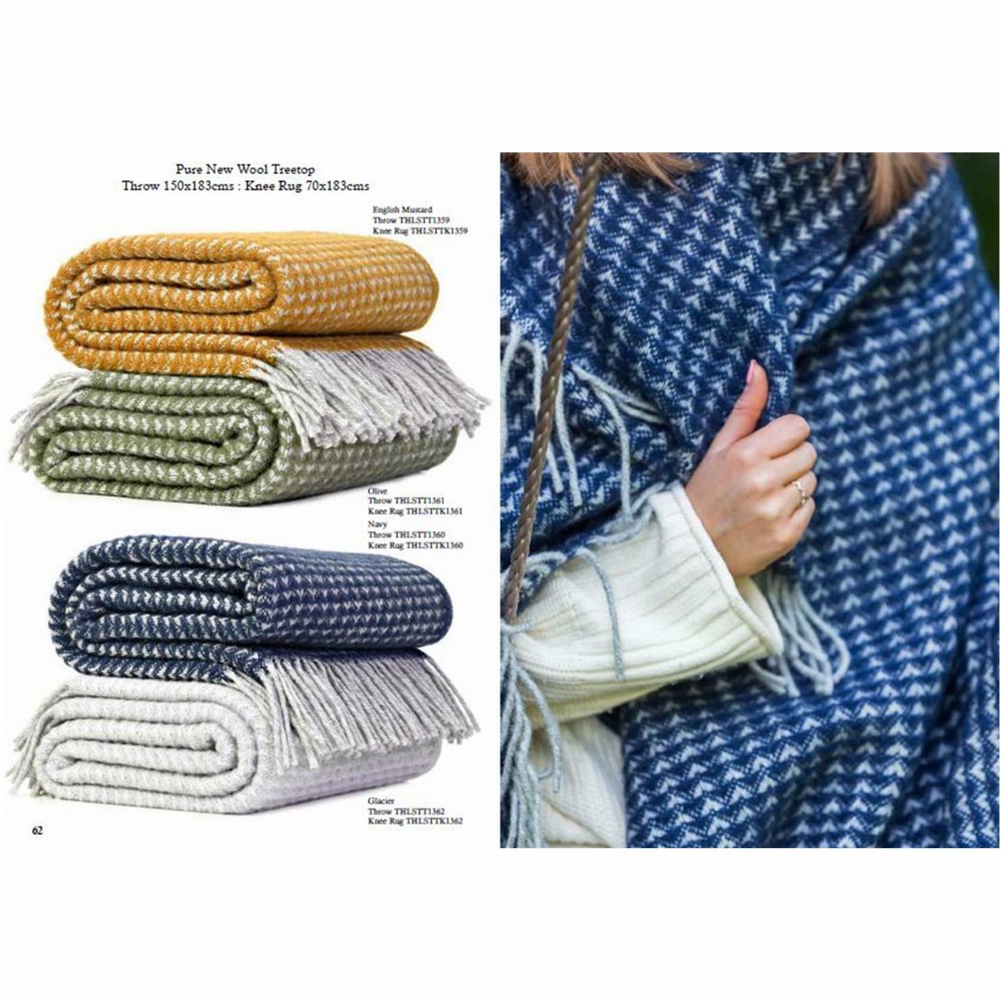 TWEEDMILL TEXTILES 100% Wool Sofa Bed Throw Blanket KNEE RUG WAFER INK ...