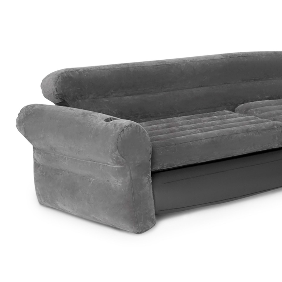 Intex Inflatable Indoor Corner Couch Sectional Sofa w/ Cupholders Gray ...