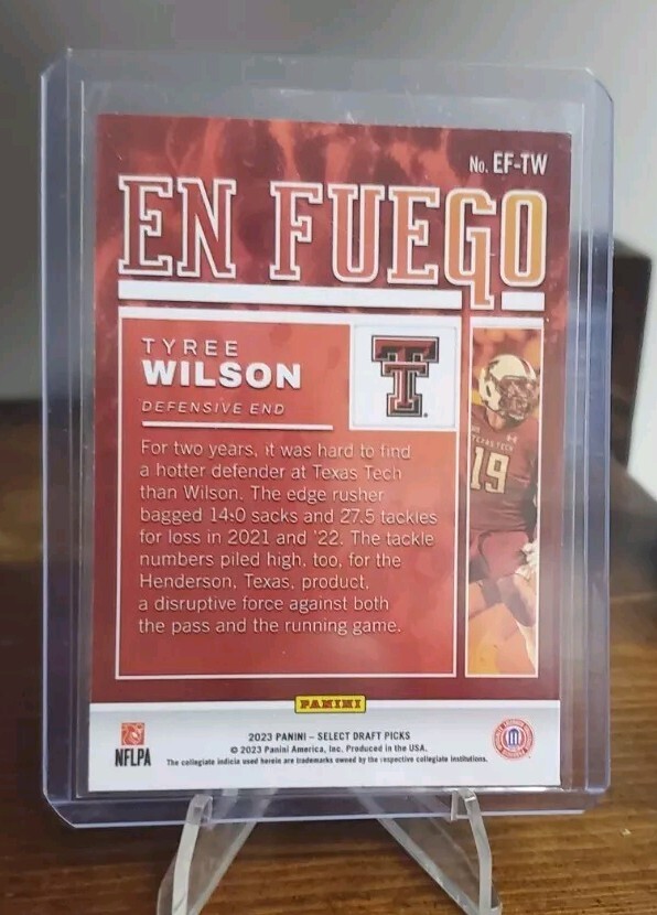 Tyree Wilson 2023 Panini Select Draft Picks #EF-TW En Fuego Red Raiders ...