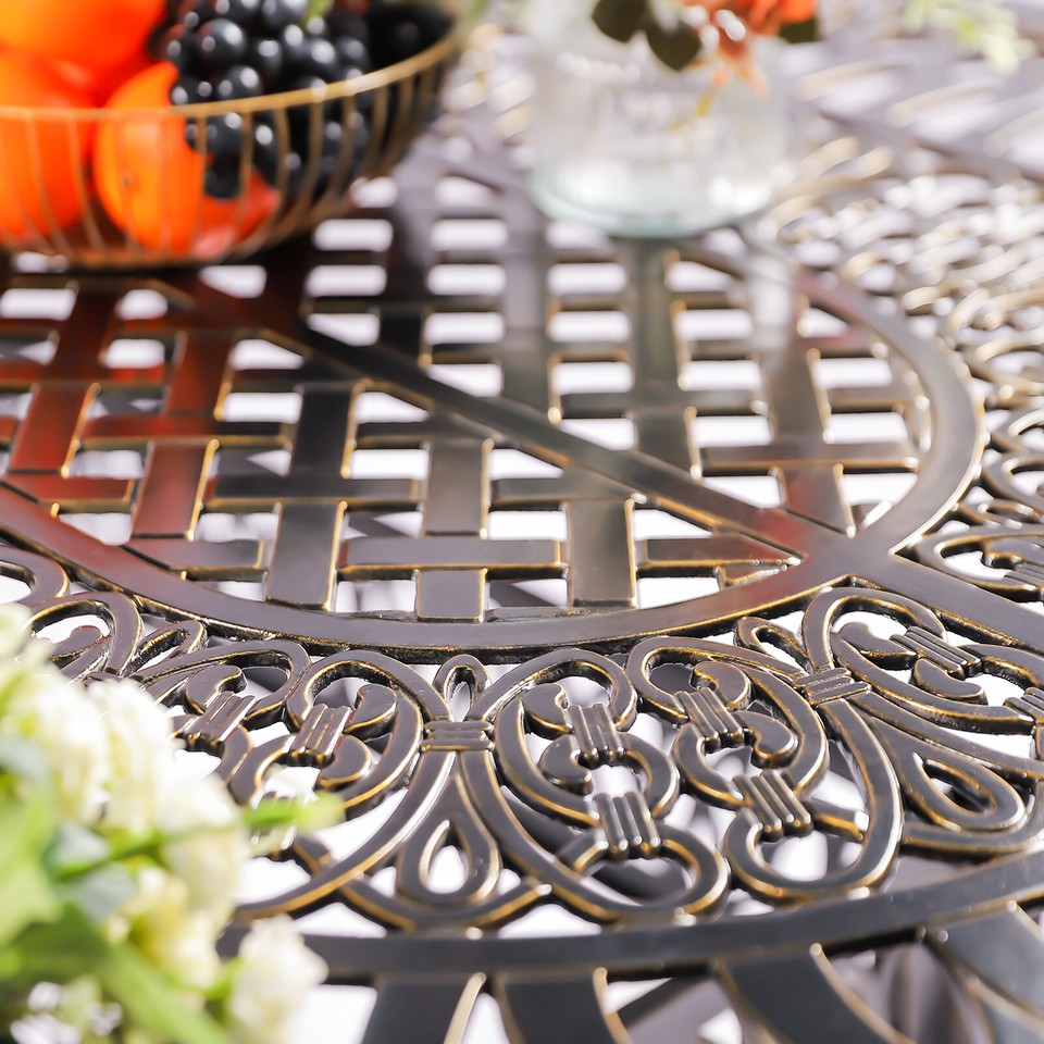 84" Large Patio Dining Table Cast Aluminum Outdoor Oval Table 6-8 ...