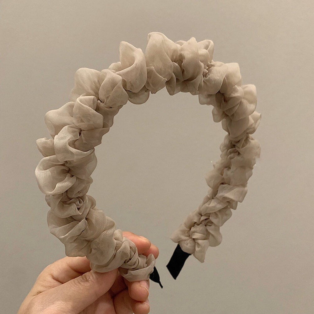 Cloth Elegant Ruffle Hairband Solid Color Hair Band Trendy Pleated ...