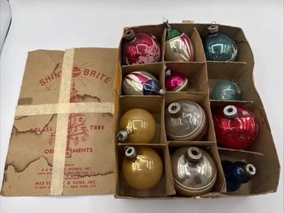 12 Vtg Shiny Brite Multi Mercury Glass Christmas Ornaments Mix Shapes ...