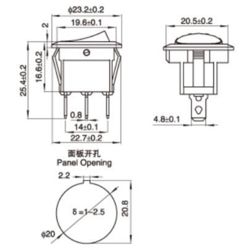 23mm 12V 20A Round Rocker Switch LED illuminated ON/OFF Car Dashboard ...