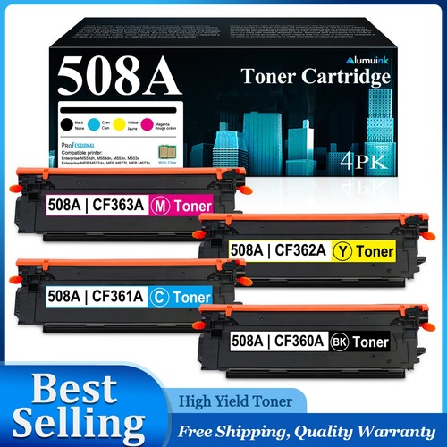 4PK 508A Toner Cartridge Set Magenta/Cyan/Yellow/ Black w/Chip for HP ...
