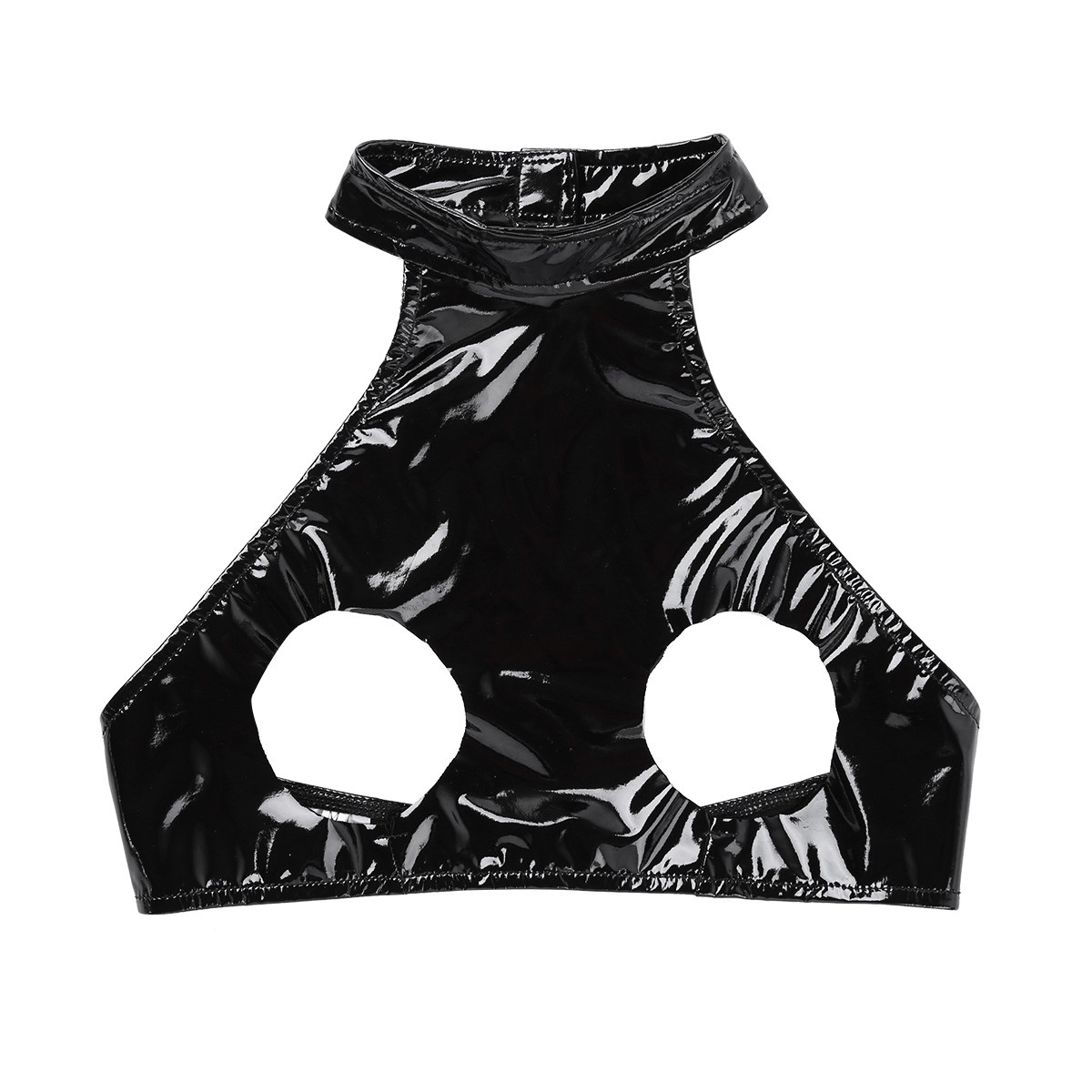 Women Sexy Cupless Bra PVC Leather Nipples Open Cup Underwear Lingerie ...