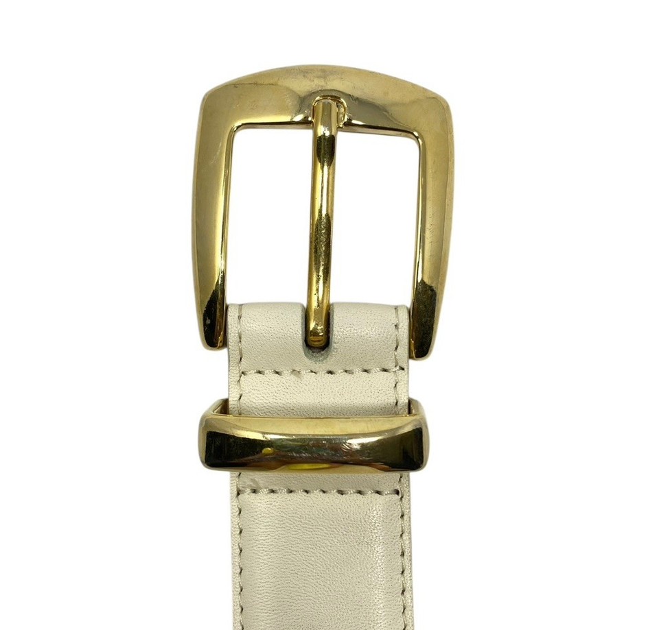 Talbots Genuine Leather Belt Women's Size M White Ivory Made in Italy ...