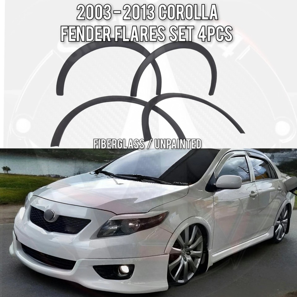 2003-2013 corolla fender flares set (4 sides) fiberglass by king fiber ...