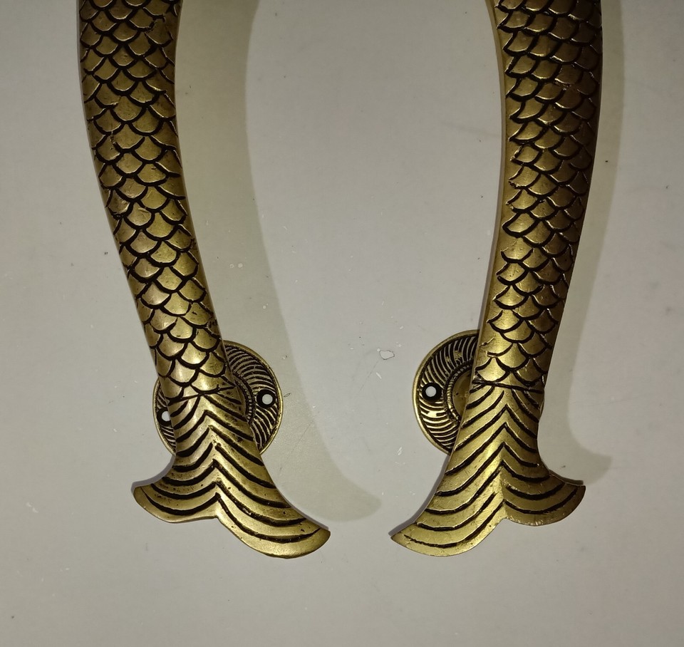 Gold Fish Design Door Pull Set Brass Sea Creature Fish Theme Decor ...